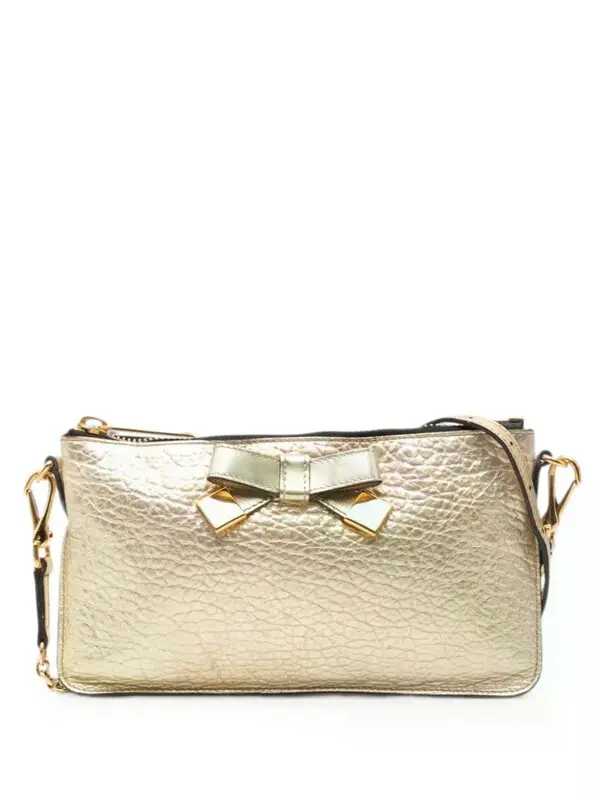 Burberry 2000-2017 Metallic Leather Peyton Bow Crossbody Bag - Gold