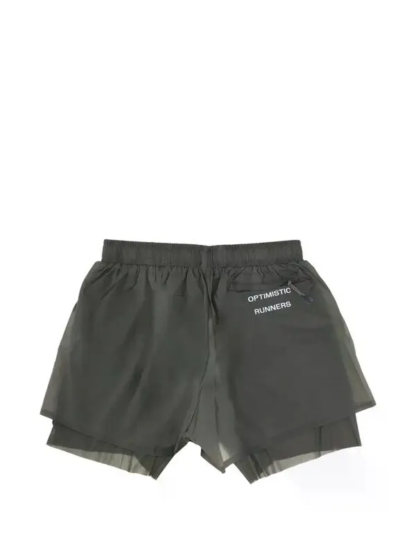 OPTIMISTIC RUNNERS Logo-print Layered Shorts
