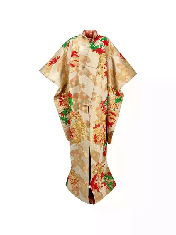 Vintage Floral-embroidered Kimono Coat