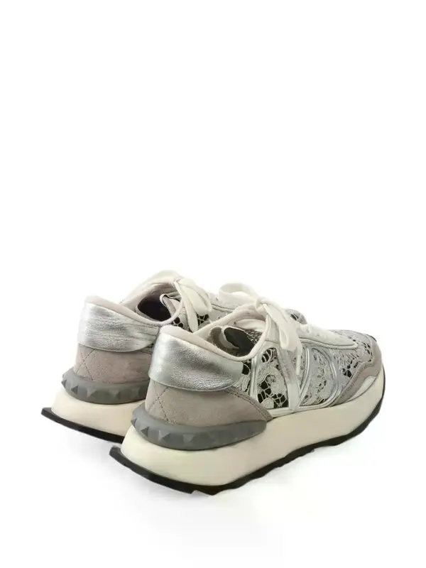 Valentino Garavani 2010s Race Runner Lace-panel Sneakers - Silver