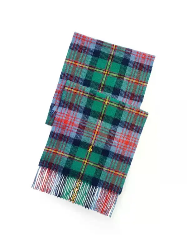 Polo Ralph Lauren Tartan Fringe Wool Scarf - Green