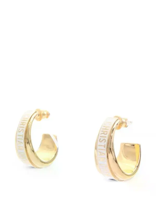 Dior 2010s Code Hoop Earrings - Gold