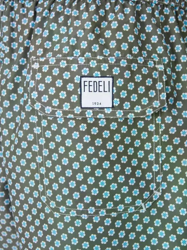 Fedeli Floral-motif Drawstring Swim Shorts