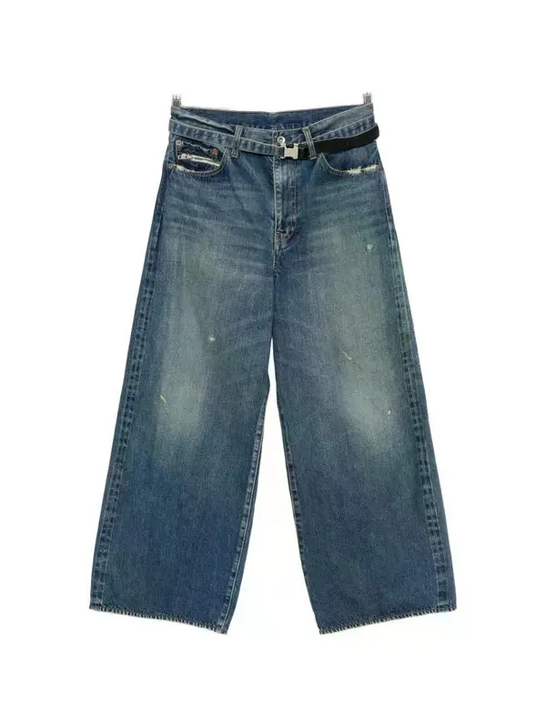 Sacai Distressed Wide-leg Jeans