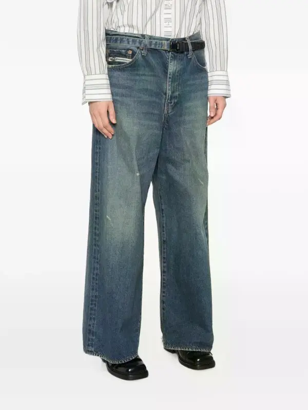 Sacai Distressed Wide-leg Jeans