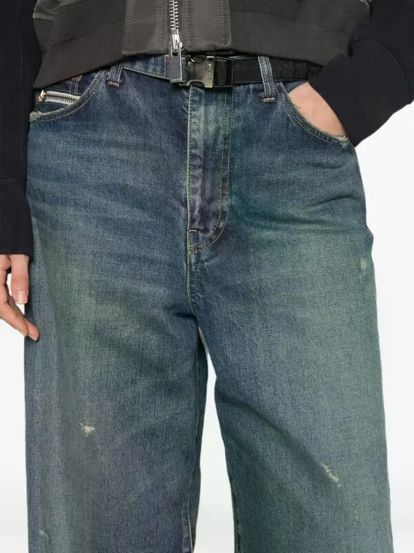 Sacai Distressed Wide-leg Jeans