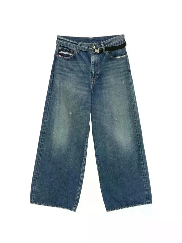 Sacai Distressed Wide-leg Jeans - Blue