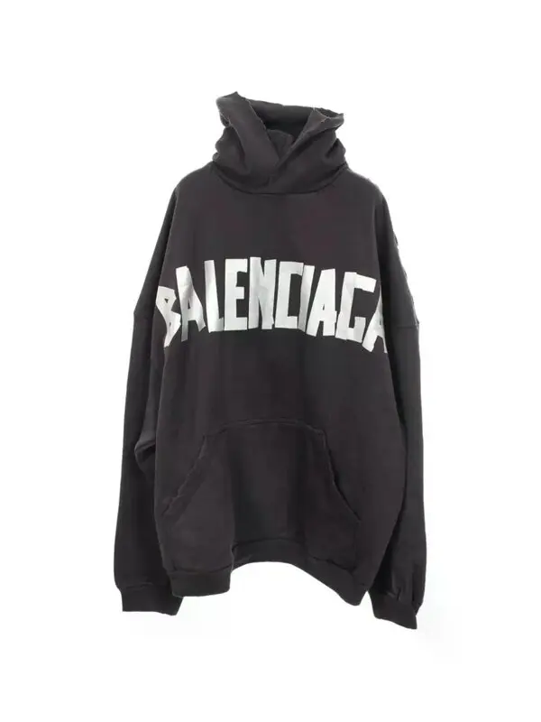 Balenciaga 2010s Logo-print Distressed Hoodie - Grey