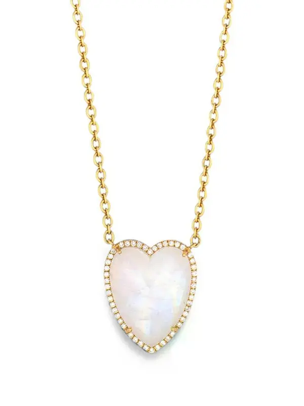 Irene Neuwirth Moonstone And Diamond Heart Necklace