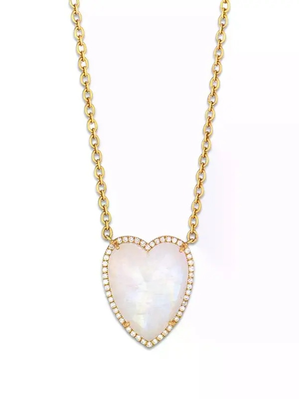 Irene Neuwirth Moonstone And Diamond Heart Necklace - Gold