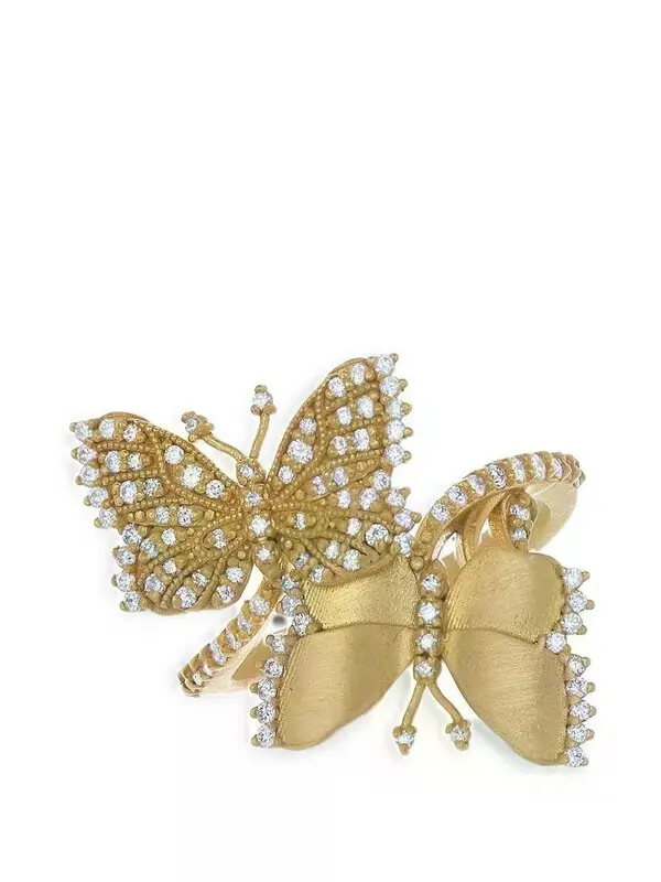 TANYA FARAH Kissing Butterflies Diamond Bypass Ring In 18k Yellow - Gold