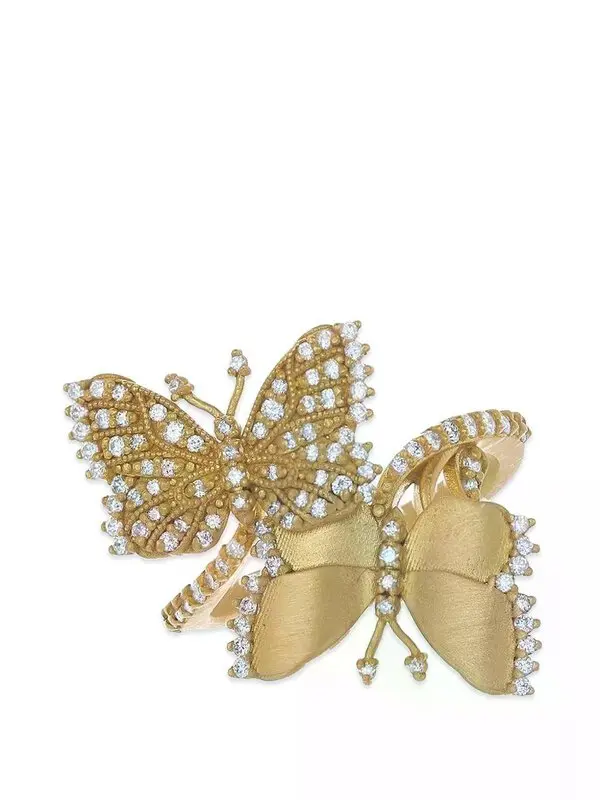 TANYA FARAH Kissing Butterflies Diamond Bypass Ring In 18k Yellow - Gold