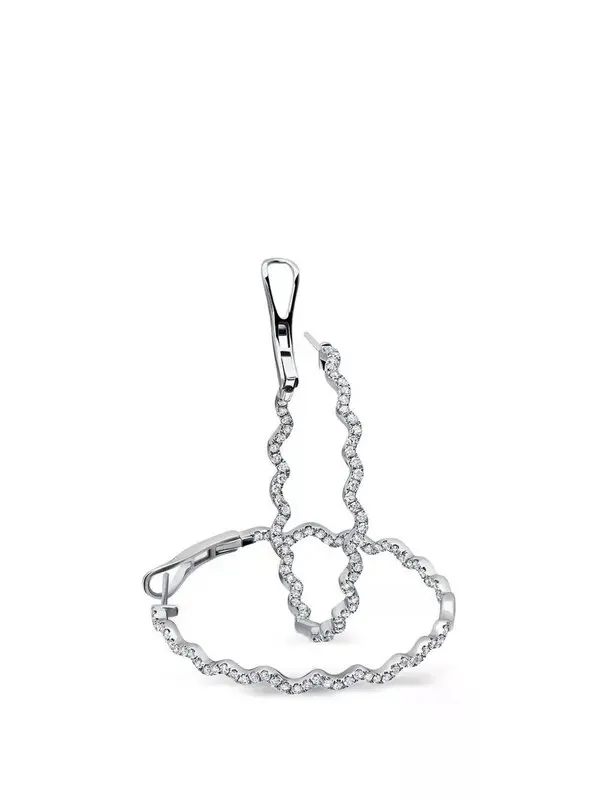 GRAZIELA Rio Diamond Hoop Earrings - Silver