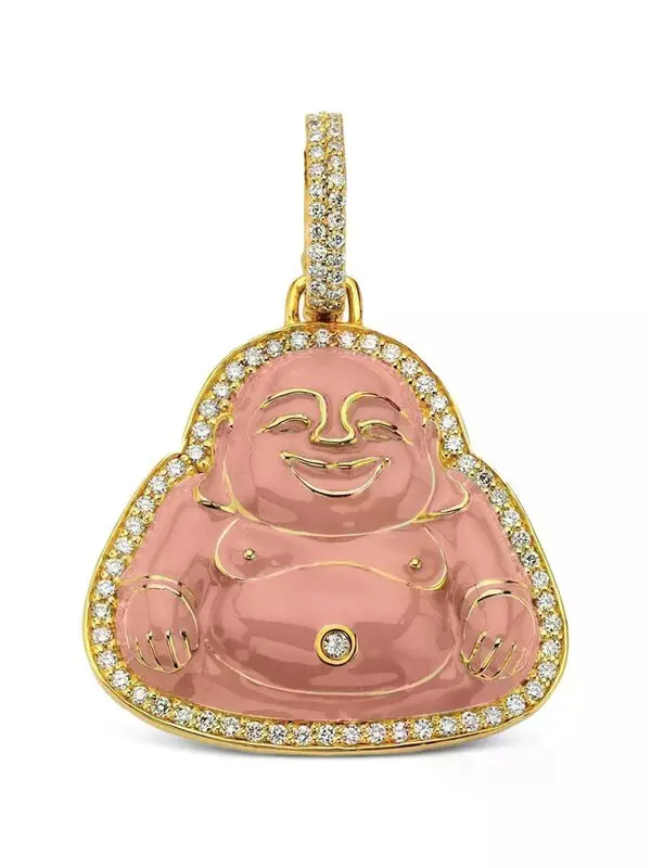 BUDDHA MAMA Medium Diamond Enamel Pendant - Gold
