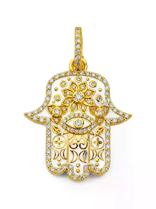 BUDDHA MAMA Diamond And Enamel Hamsa Pendant