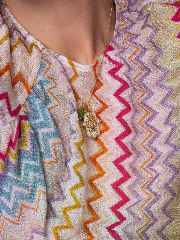 BUDDHA MAMA Diamond And Enamel Hamsa Pendant