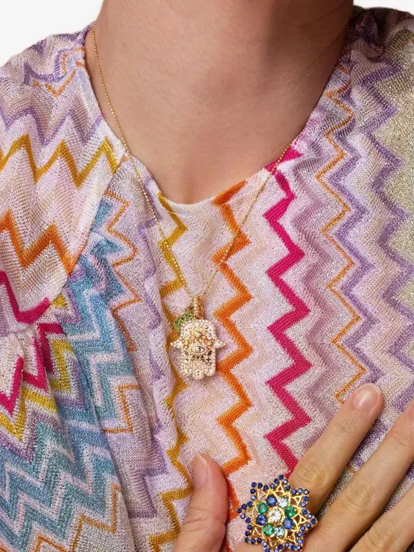 BUDDHA MAMA Diamond And Enamel Hamsa Pendant