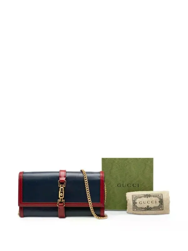 Gucci 2016-2026 Bicolor Calfskin Jackie 1961 Wallet On Chain Crossbody Bag - Blue