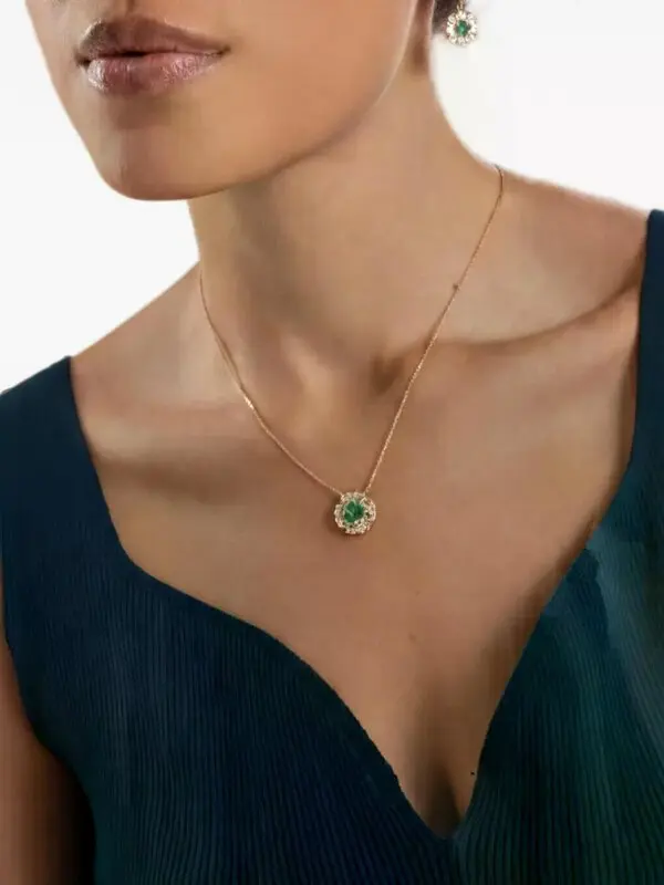 SUZANNE KALAN Emerald And Diamond Pendant Necklace - Gold