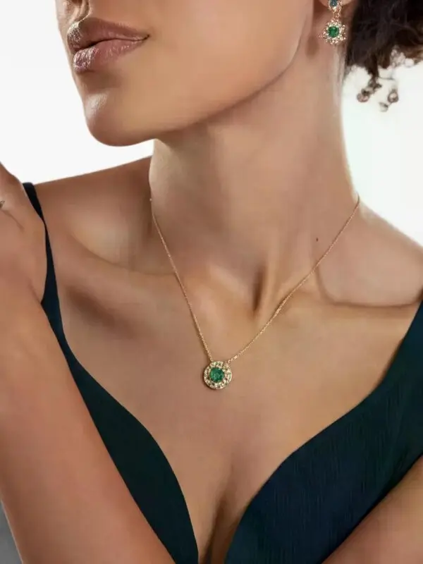 SUZANNE KALAN Emerald And Diamond Pendant Necklace