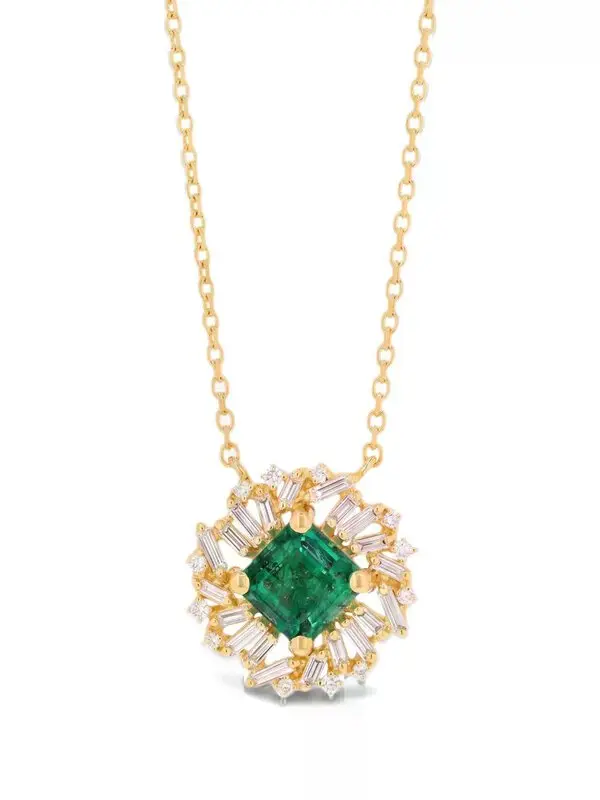 SUZANNE KALAN Emerald And Diamond Pendant Necklace - Gold