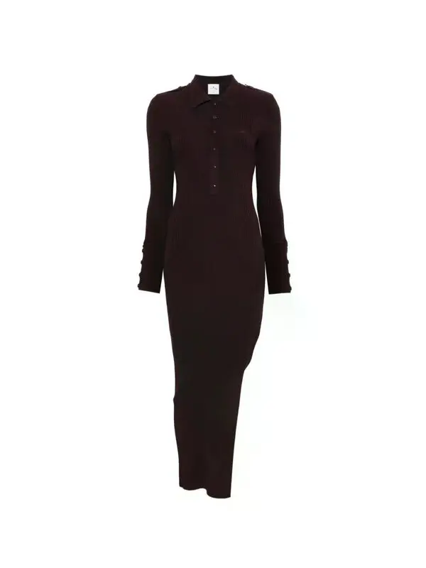 COURREGES Burgundy Round Neck Sleeveless Maxi Dress
