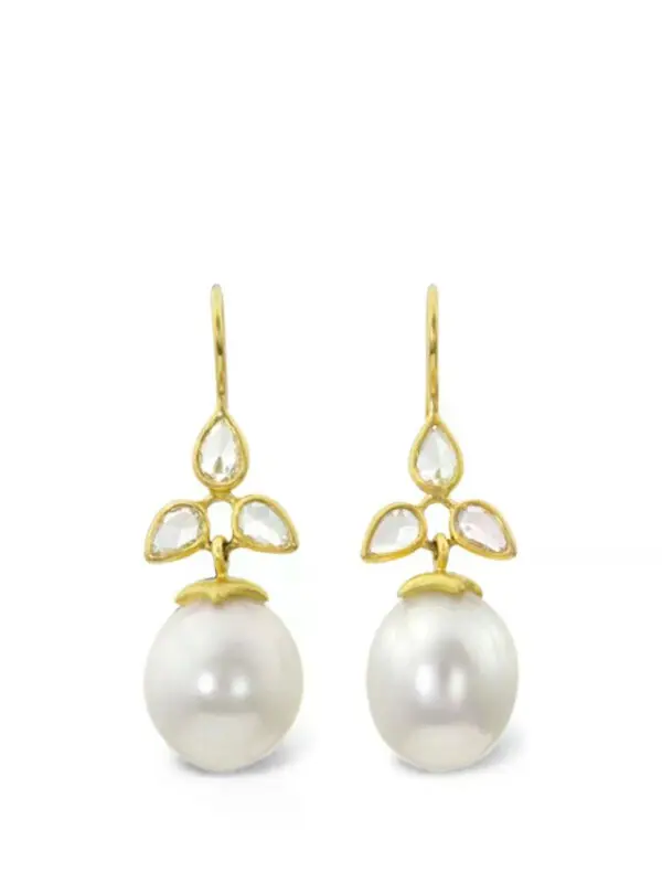 LEIGH MAXWELL Bahari Diamond And Pearl Drop Earrings - Gold