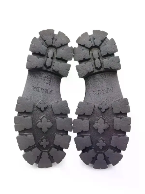 Prada Leather Logo Plate Platform Loafers