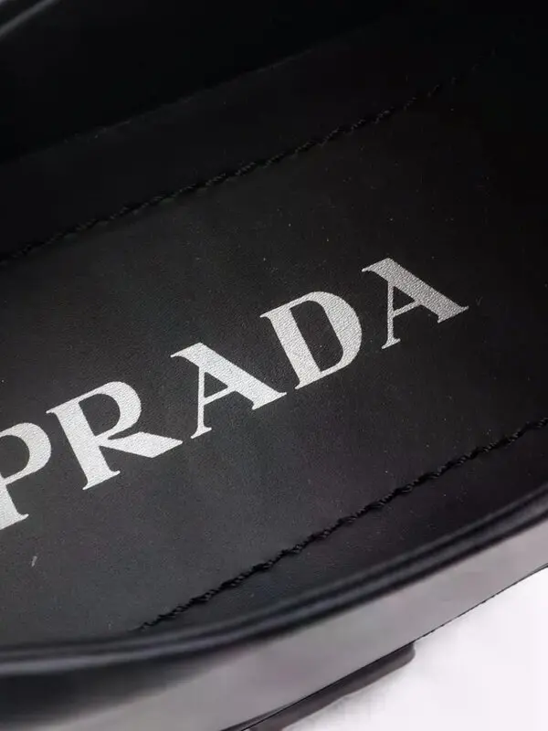 Prada Leather Logo Plate Platform Loafers