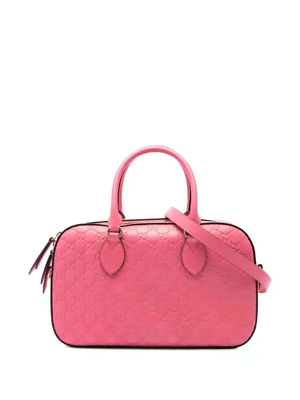 Gucci Embossed Leather Satchel - Pink