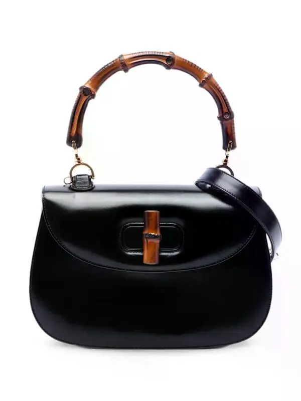 Gucci 20th Century Calfskin Bamboo Night Satchel - Black