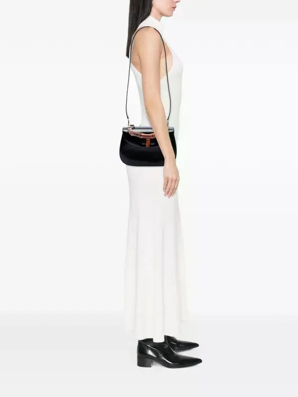 Gucci 20th Century Calfskin Bamboo Night Satchel - Black