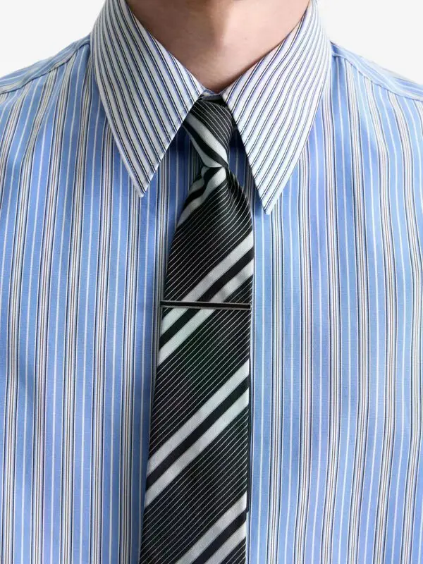 Saint Laurent Striped Silk Jacquard Neck Tie