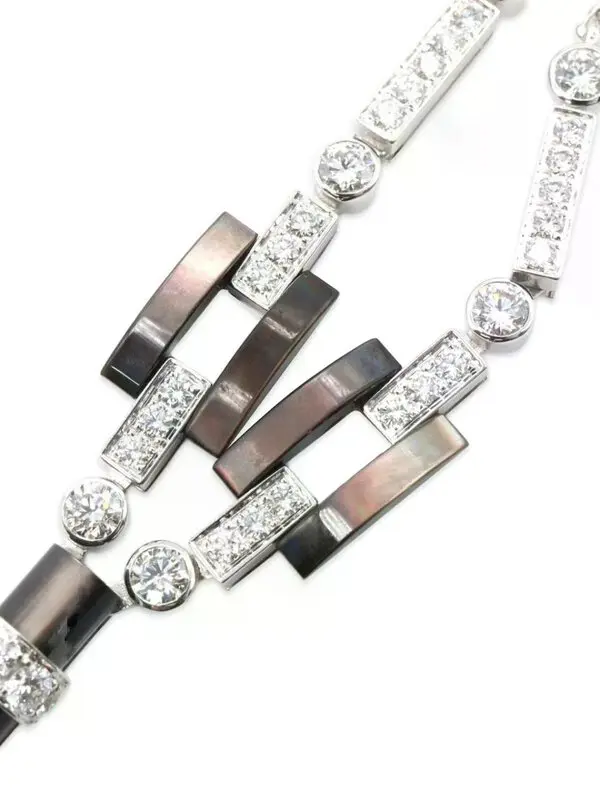 Cartier 18k White Gold Onyx And Diamond Pendant Necklace