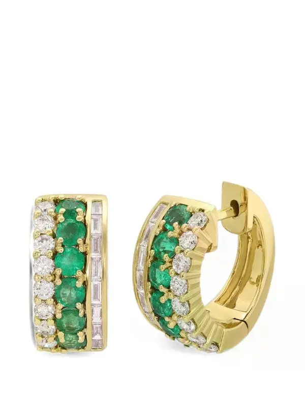 ANITA KO Lola Emerald And Diamond Huggie Earrings
