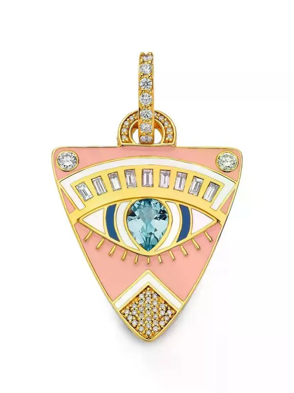 BUDDHA MAMA Guitar Pick Blue Topaz And Diamond Pendant