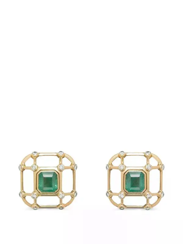 DENISE CASSOU Emerald And Diamond Earrings - Gold