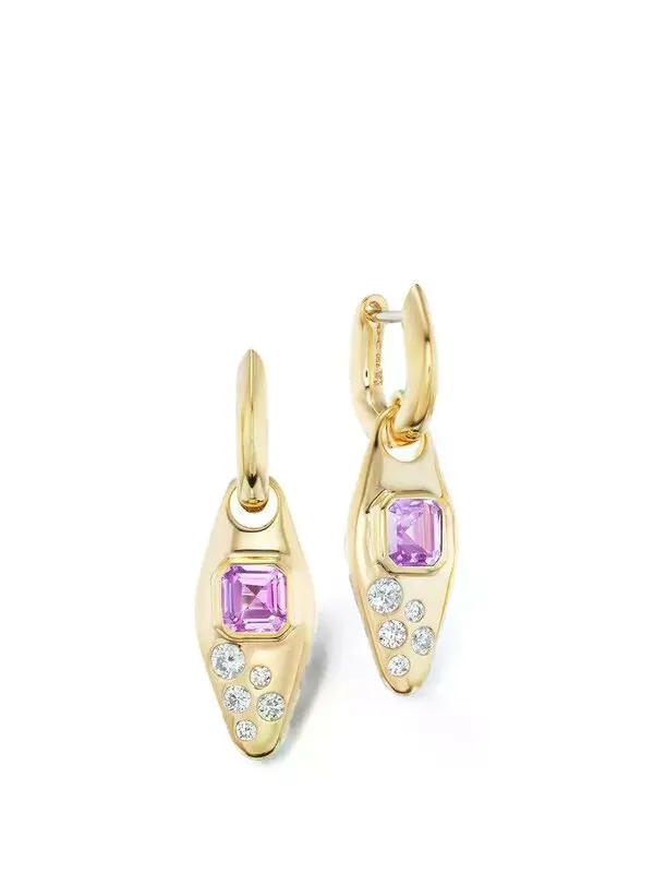 UNIFORM OBJECT Pink Sapphire And Diamond Vessel Earrings - Gold