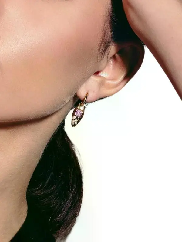 UNIFORM OBJECT Pink Sapphire And Diamond Vessel Earrings