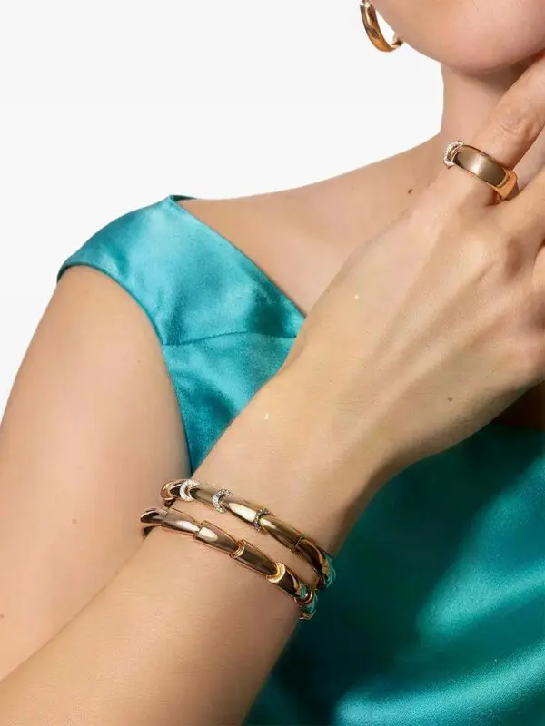 Vhernier 18k Rose Gold Diamond Pavé Sculptural Link Bracelet