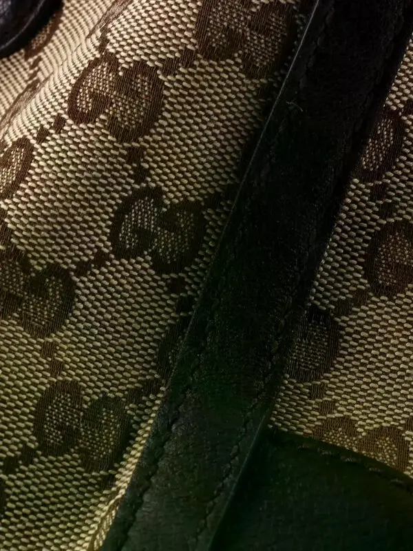 Gucci Vintage Bee Web Boston Bag Gg Canvas Medium Satchel