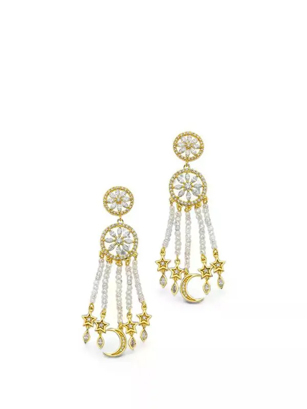BUDDHA MAMA Mandala Diamond Drop Earrings - Gold