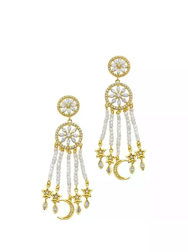 BUDDHA MAMA 20k Yellow Diamond Mandala Drop Earrings - Gold