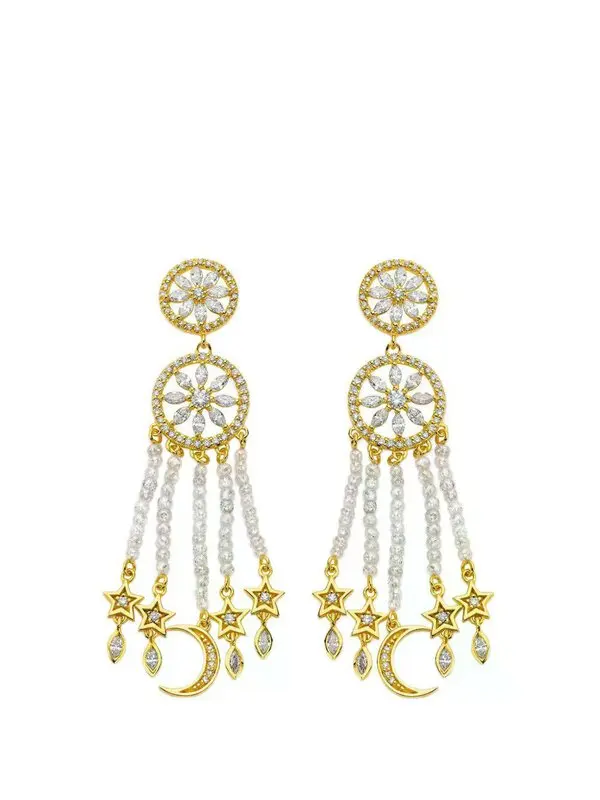BUDDHA MAMA 20k Yellow Diamond Mandala Drop Earrings - Gold