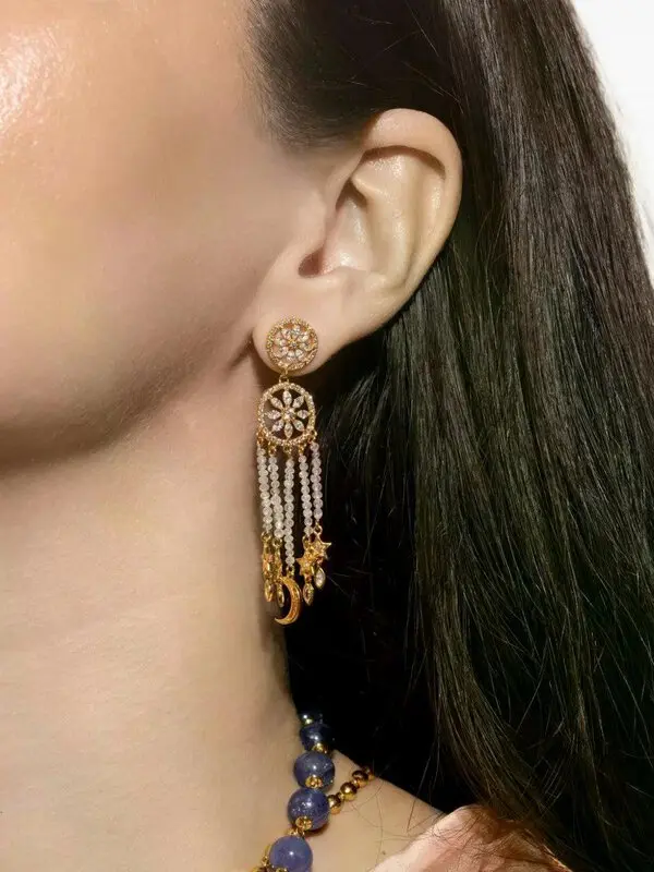 BUDDHA MAMA 20k Yellow Diamond Mandala Drop Earrings