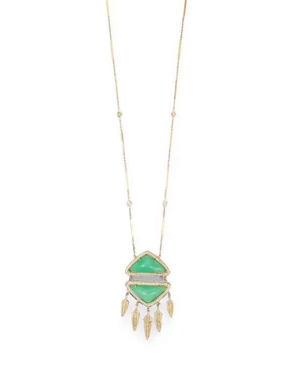 Jacquie Aiche Chrysoprase And Diamond Necklace - Gold