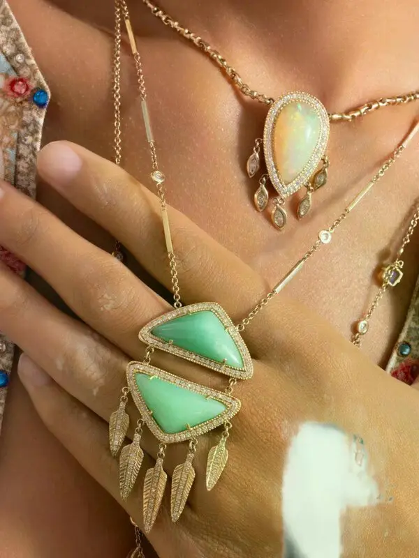 Jacquie Aiche Chrysoprase And Diamond Necklace