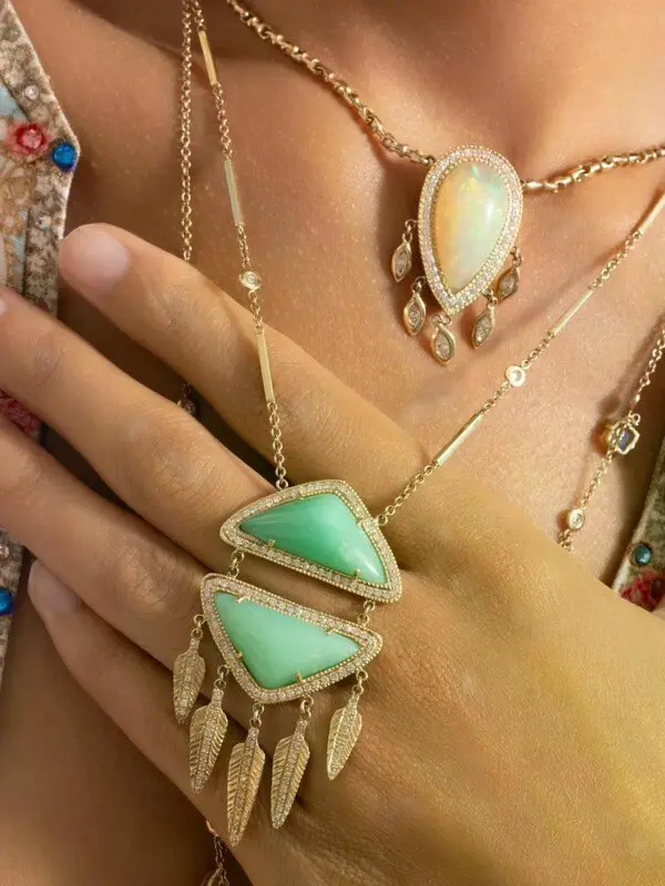 Jacquie Aiche Chrysoprase And Diamond Necklace