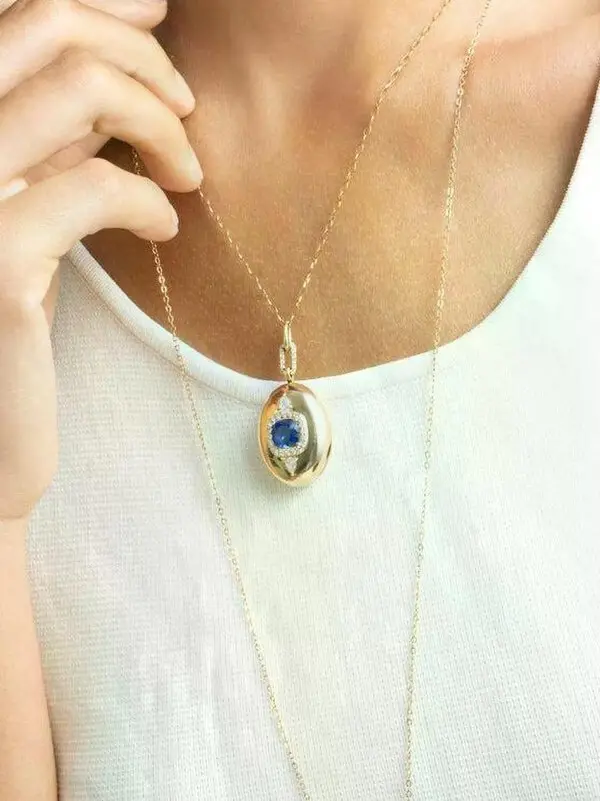 Monica Rich Kosann Sapphire And Diamond Locket Necklace