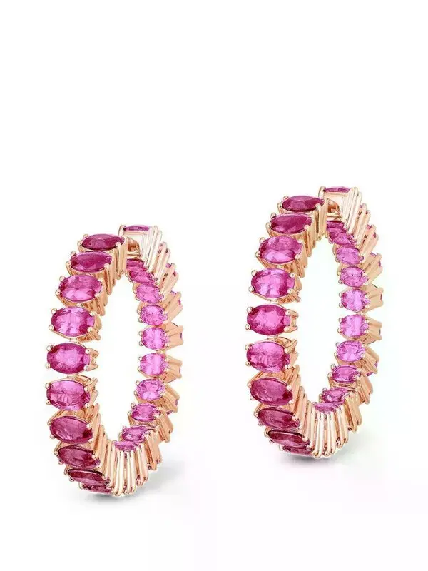 Goshwara Sapphire Oval Hoop Earrings - Pink